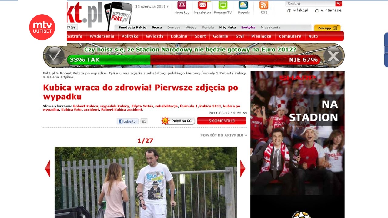 Tässä on toipuva Robert Kubica - katso ensimmäiset kuvat | MTV Uutiset