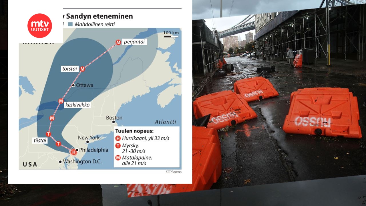 Näin supermyrsky Sandy etenee - jättitulvia ja jopa metri lunta | MTV ...