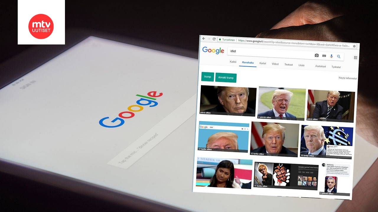 Googlen kuvahaku tuo sanalla "idiot" tuloksiksi vain Trumpin kuvia ...