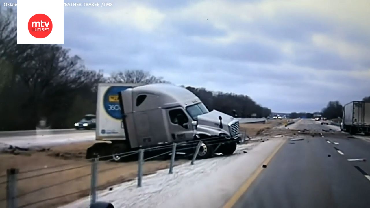 Rekka-auto suistuu kaistan yli Yhdysvalloissa – katso video | MTV Uutiset