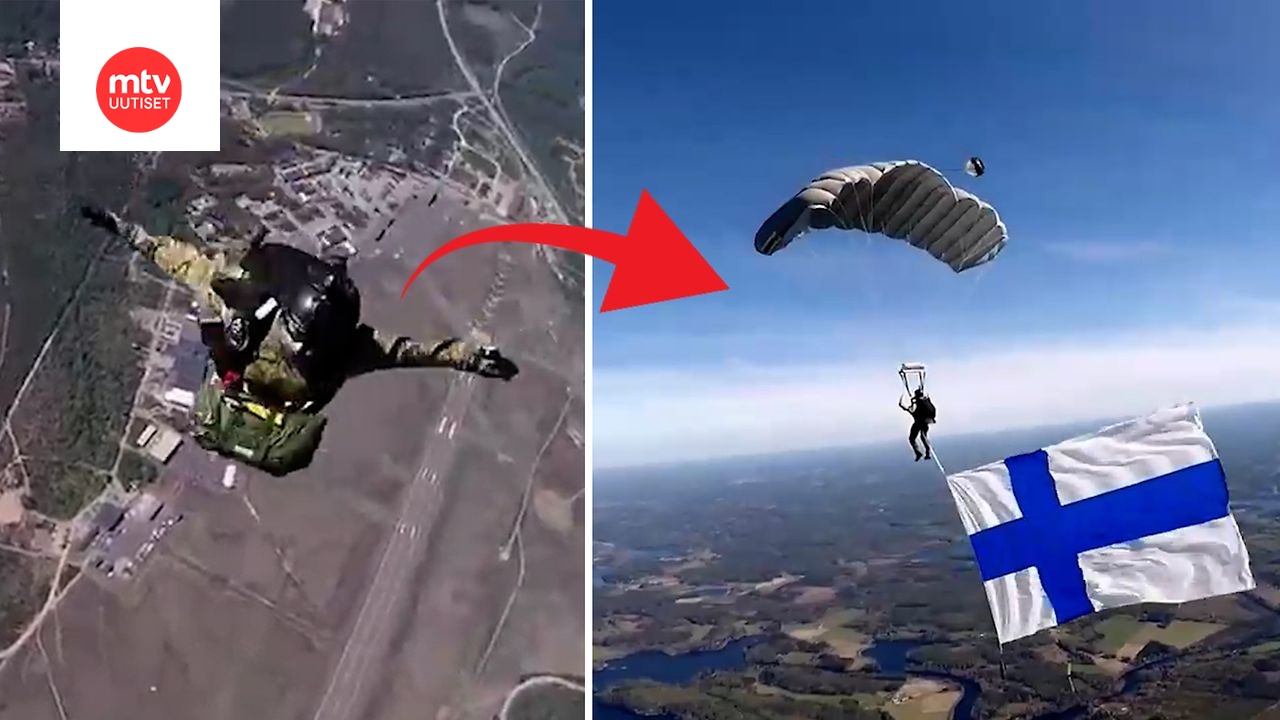 Utin jääkärirykmentissä hypättiin komeasti lentokoneesta | MTV Uutiset