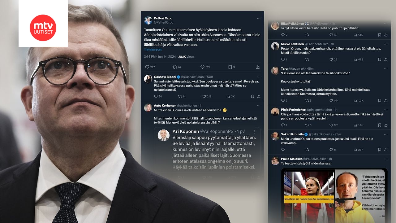 Orpo kommentoi puukkoiskua – sai niskaansa murskakritiikin | MTV Uutiset